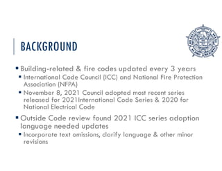 PPT Item # 8 - Chpt. 5 Buildings Amendments | PPT