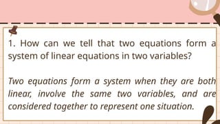 SYSTEMS OF LINEAR EQUATIONS BY GRAPHING | PPTX
