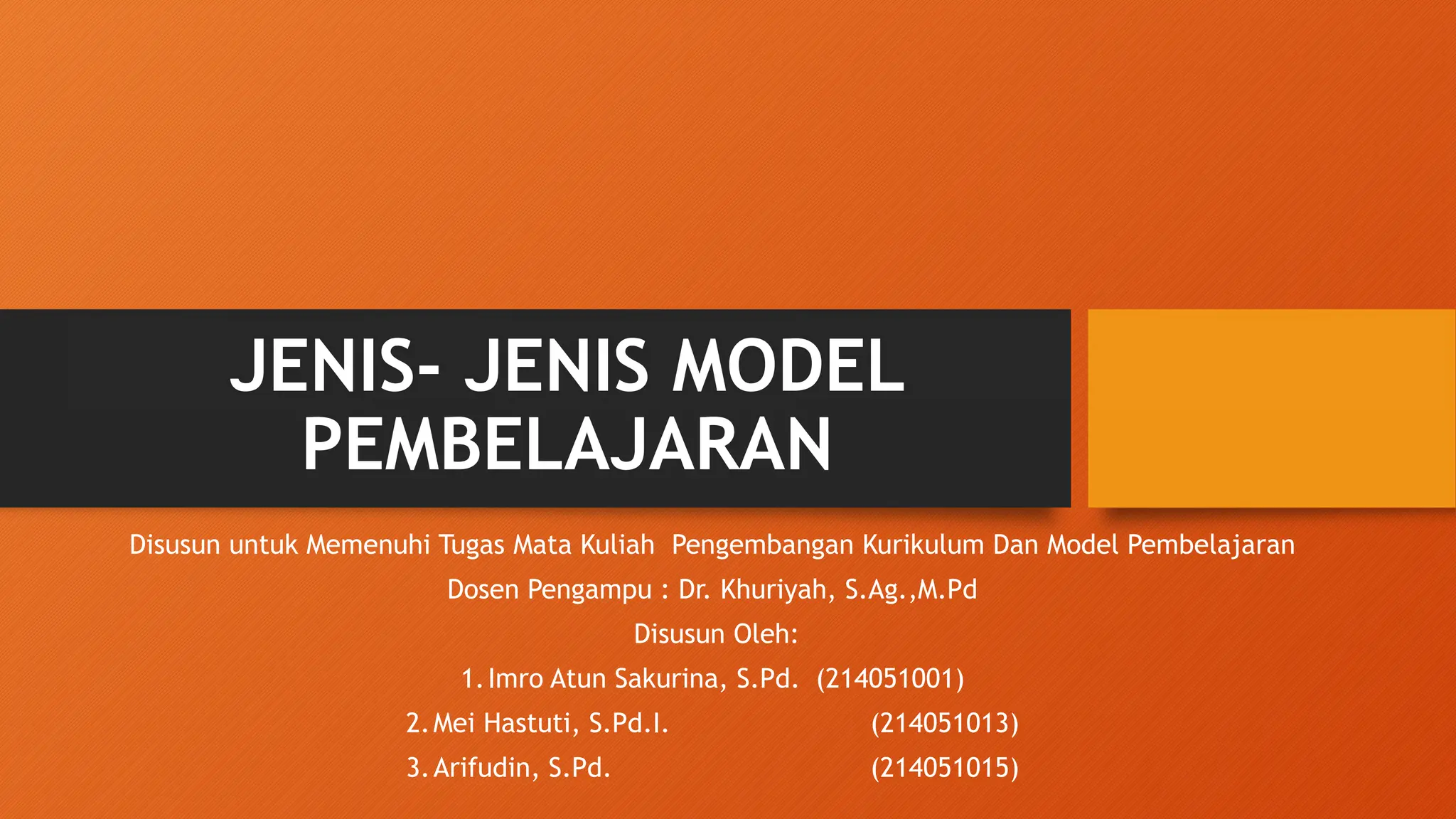 PPT JENIS- JENIS MODEL PEMBELAJARAN.pptx