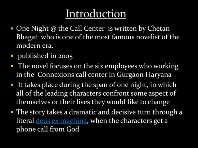 Summary of One Night @ the Call Centre | PPTX