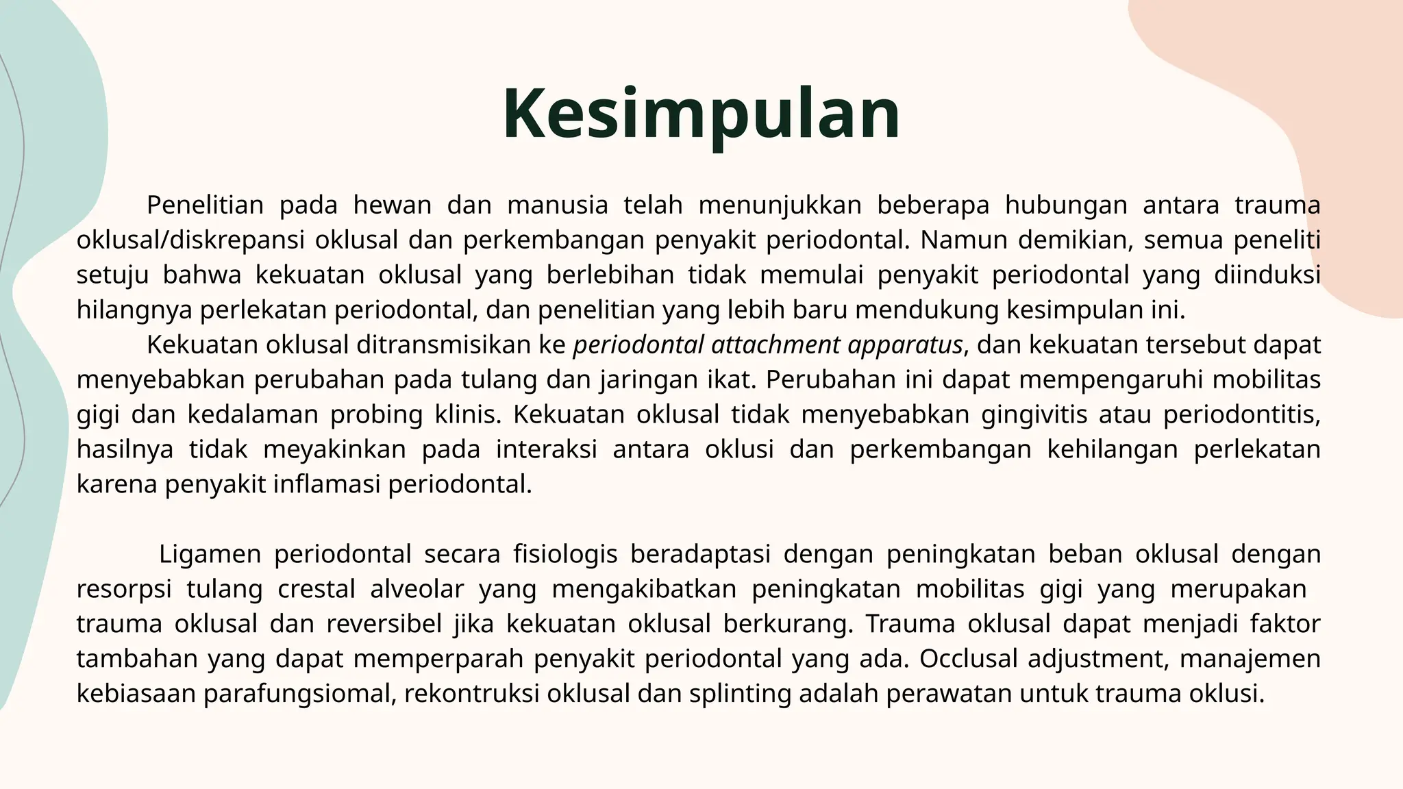 trauma oklusi: teganga yang berlebuh dari struktur pendukug gigi | PPTX