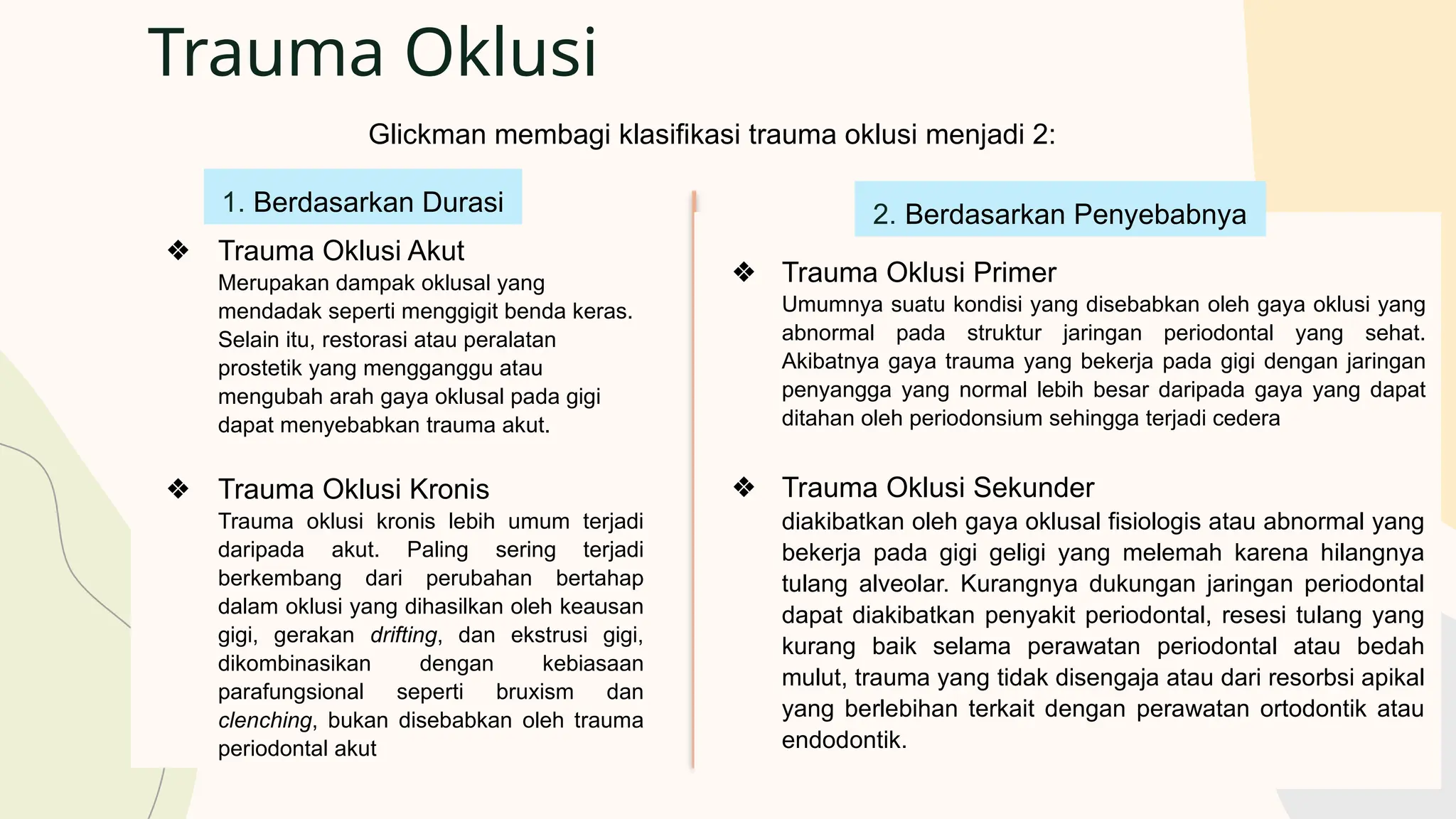 trauma oklusi: teganga yang berlebuh dari struktur pendukug gigi | PPTX