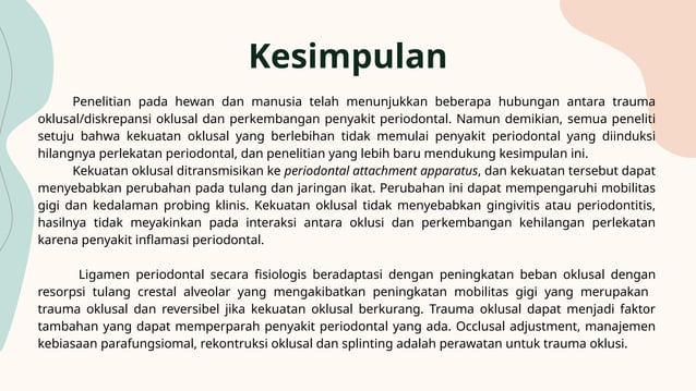 trauma oklusi: teganga yang berlebuh dari struktur pendukug gigi | PPT