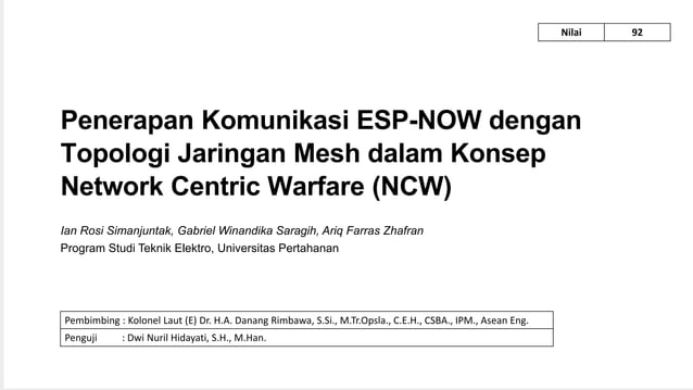 PPT Jurnal NCW - Penerapan Komunikasi ESP-NOW dengan Topologi Jaringan Mesh dalam Konsep Network ...