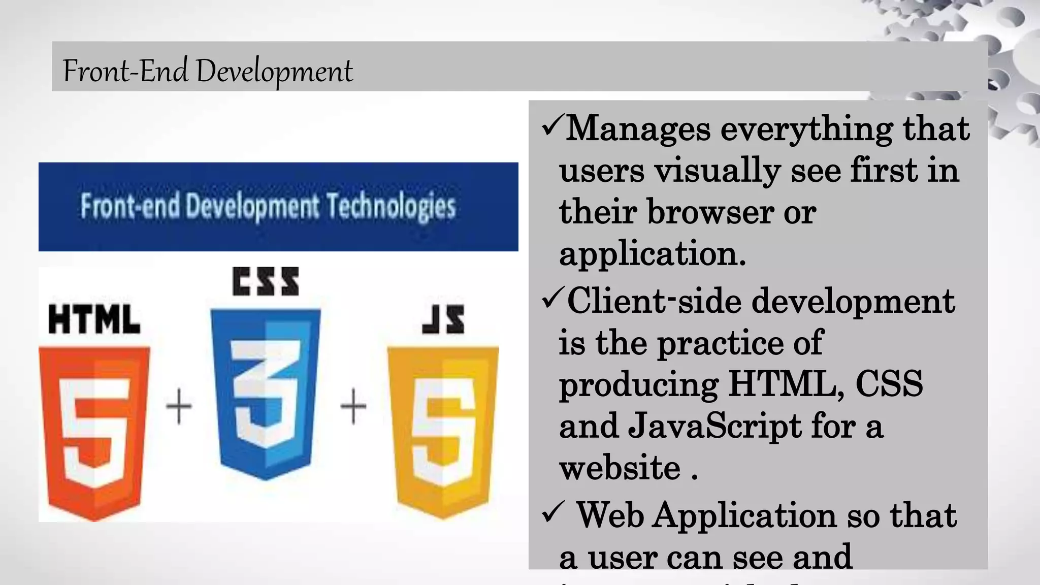 Front end development | PPTX | Web Design and HTML | Internet