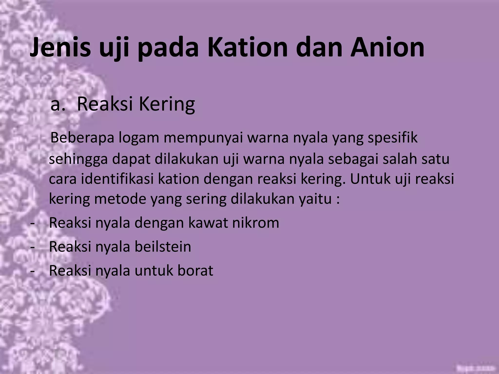 Ppt kation anion kimia analisa | PPTX