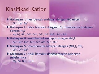 Ppt kation anion kimia analisa | PPTX