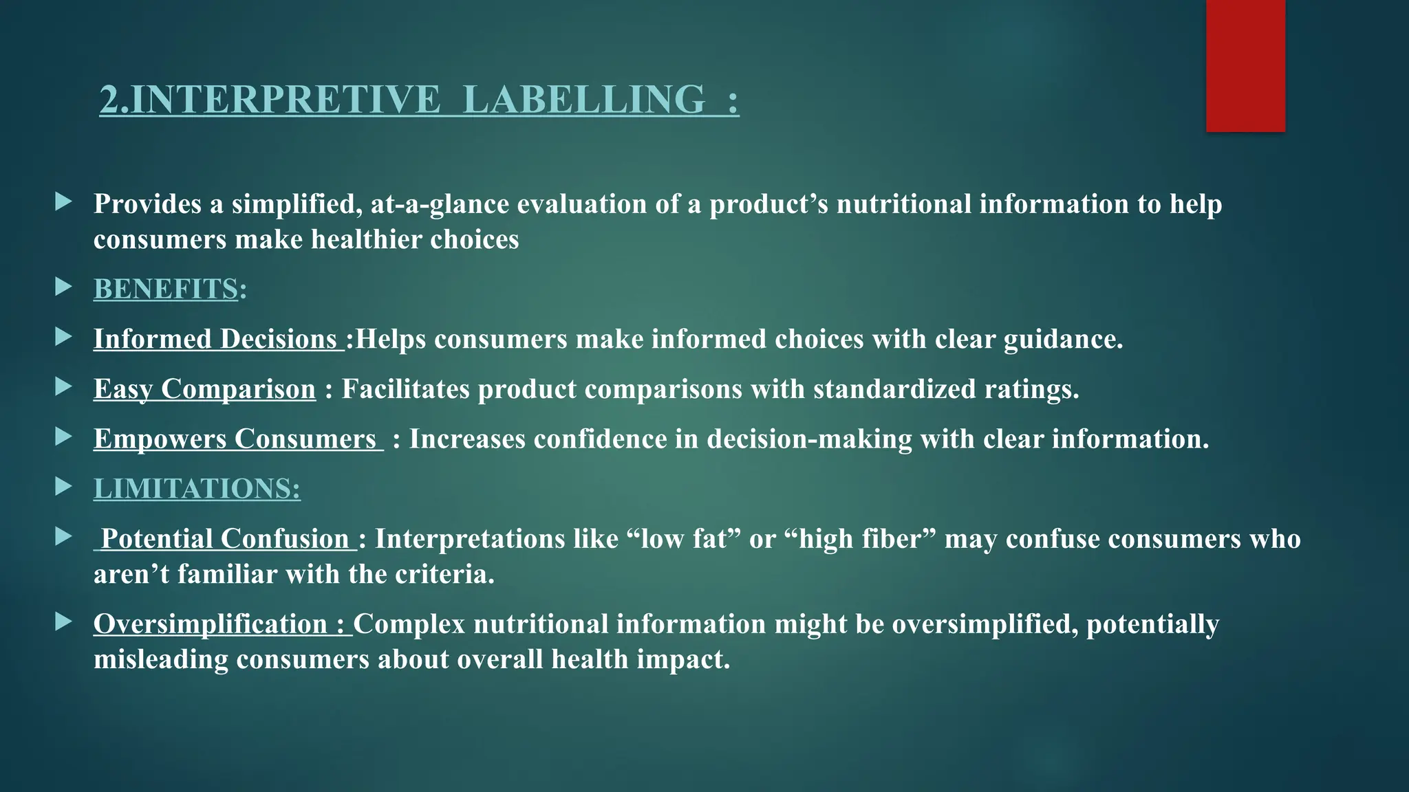 Nutritional labelling, types of claims and principles of labelling | PPTX