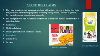 Nutritional labelling, types of claims and principles of labelling | PPTX