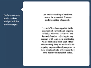 Principles and purposes of records and archives | PPTX