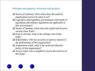 Principles and purposes of records and archives | PPTX