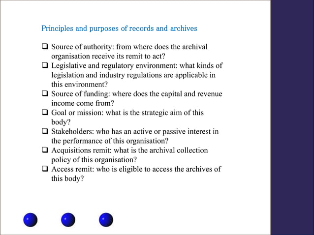 Principles and purposes of records and archives | PPT