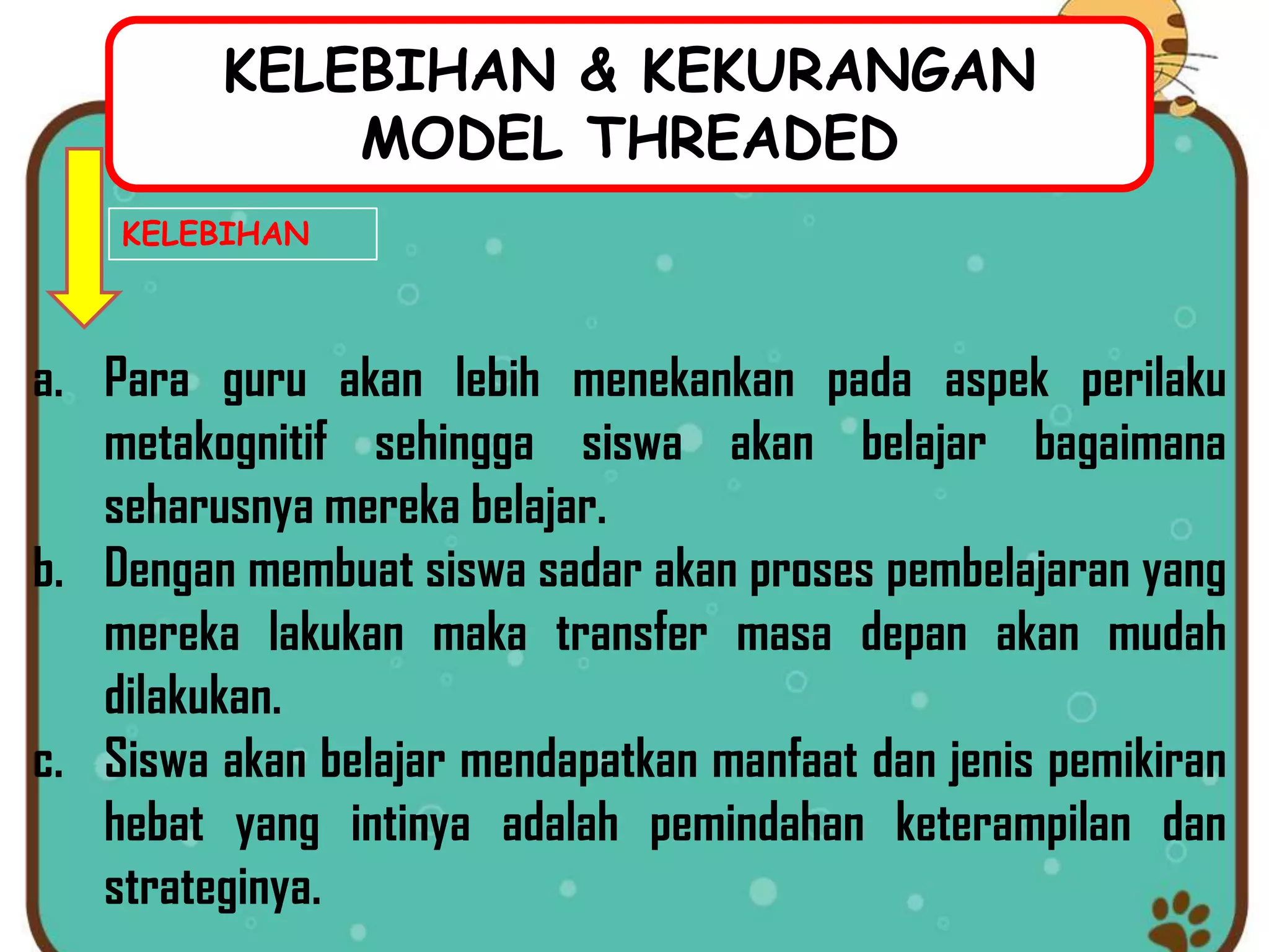 Ppt pembelajaran terpadu model threaded | PPTX