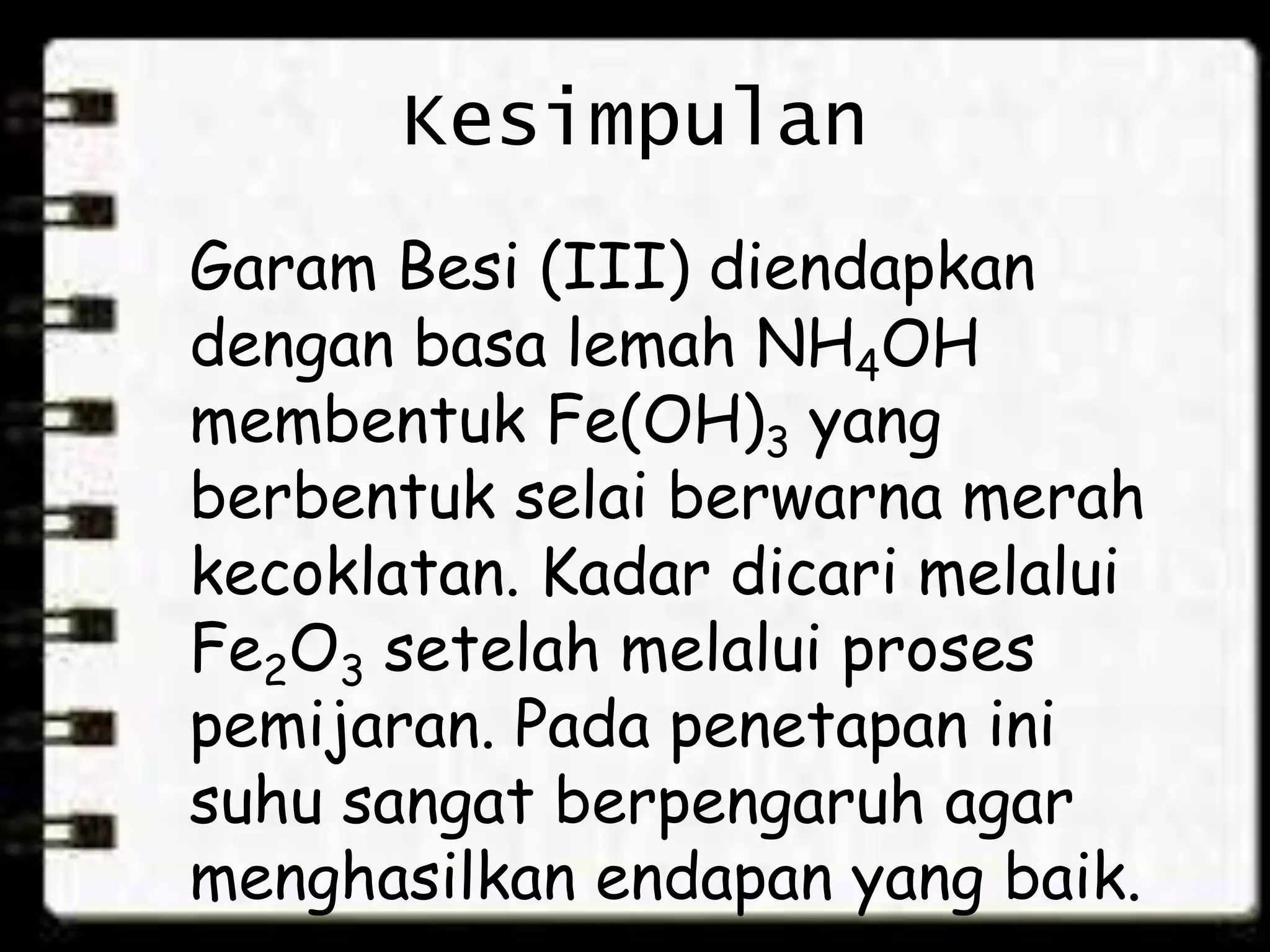 Penetapan Kadar Fe dalam Tawas Ferri Amonium Sulfat SMK-SMAK Bogor | PPTX