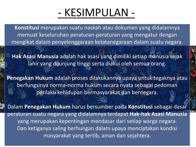 Konstitusi Indonesia, HAM, dan Penegakan Hukum | PPTX