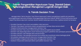 analisis problem solving dalam manajemen logistik | PPTX