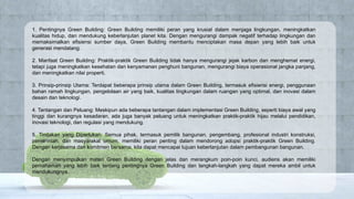 Materi green building tentang penggunaan teknologi hijau di masa depan | PPTX