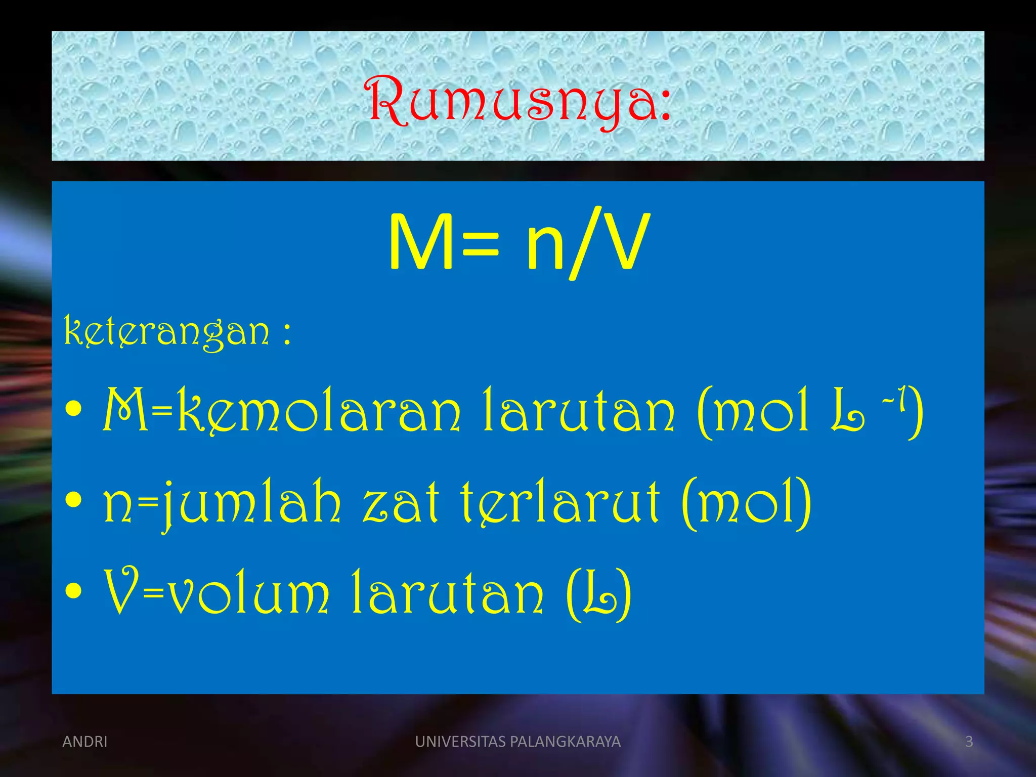 kemolalan ,kemolaran dan fraksi mol | PPTX