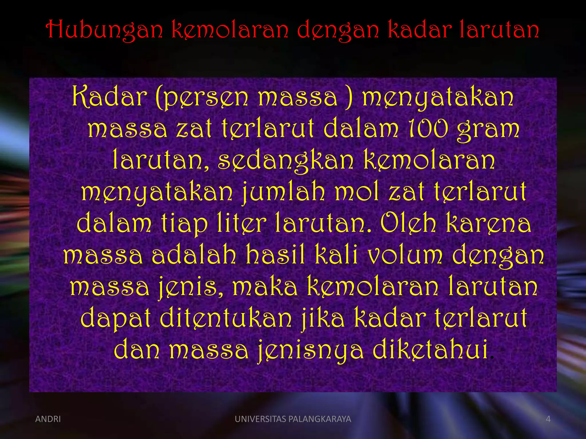 kemolalan ,kemolaran dan fraksi mol | PPTX