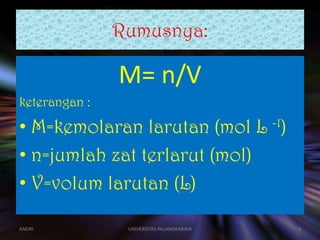 kemolalan ,kemolaran dan fraksi mol | PPTX