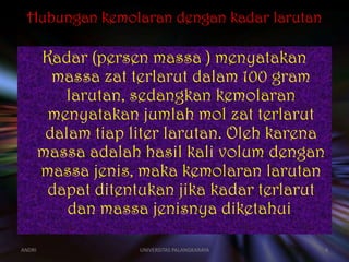 kemolalan ,kemolaran dan fraksi mol | PPTX