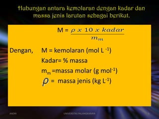 kemolalan ,kemolaran dan fraksi mol | PPTX