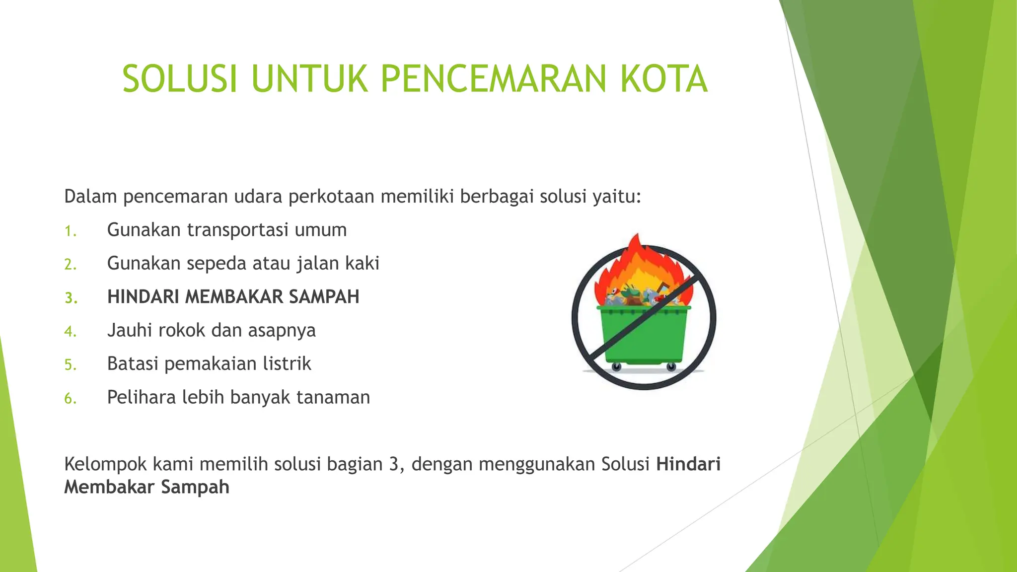 Masalah Pencemaran Udara Di Daerah Perkotaan “HINDARI MEMBAKAR SAMPAH” | PPT