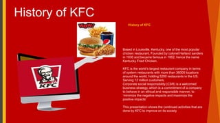 Kentucky Fried Chicken Coperate Social Responsibility. | PPTX