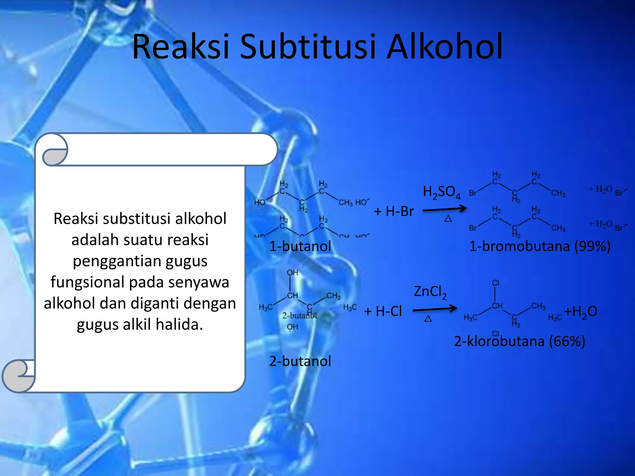 Sintesis, Substitusi dan Elimininasi Alkohol | PPTX