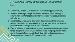 LIBRARY OF CONGRESS CLASIFICATION (LCC) perpustakaan | PPTX