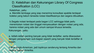 LIBRARY OF CONGRESS CLASIFICATION (LCC) perpustakaan | PPTX
