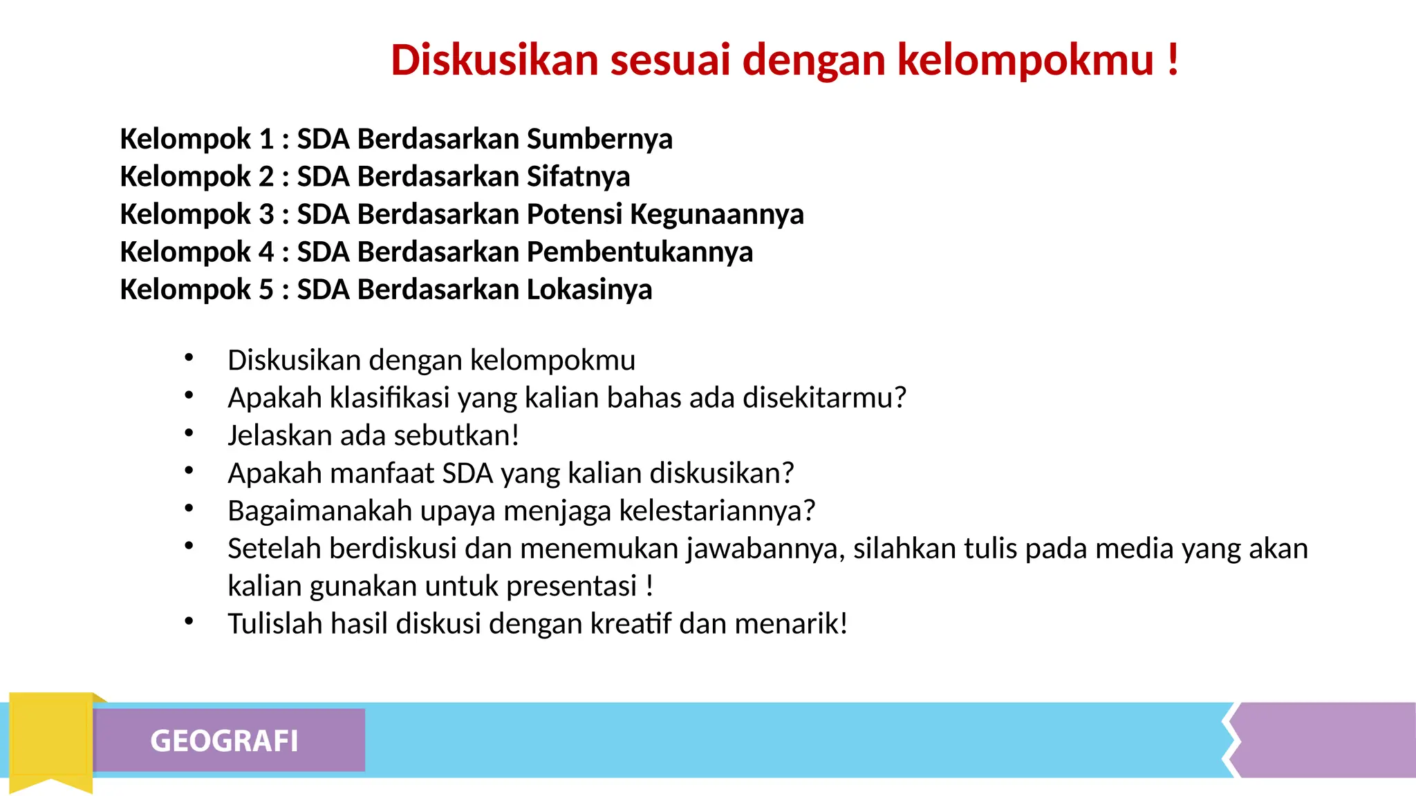 klasifikasi sda untuk pembelajaran geografi | PPT