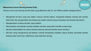 PPT KLONING (Domba Dolly), perkembangan kloning hewan, mekanisme ...