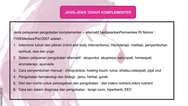 PPT KLP 9 TERAPI KOMPLEMENTER-1.pptx terapi komplementer petan perawat | PPTX