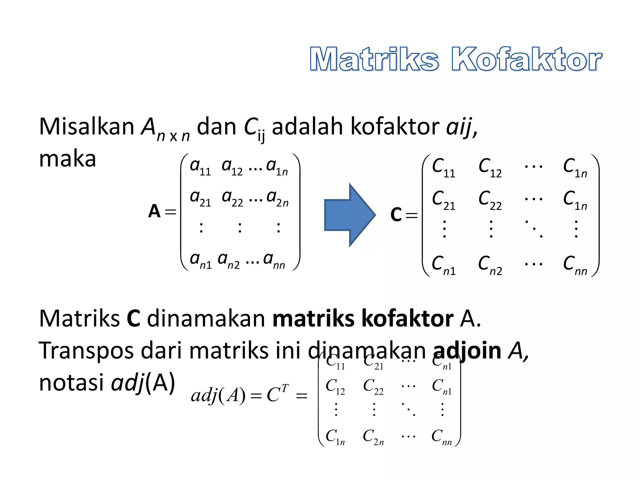 EKSPANSI KOFAKTOR DAN ATURAN CRAMER (Intan Apriliana) | PPTX