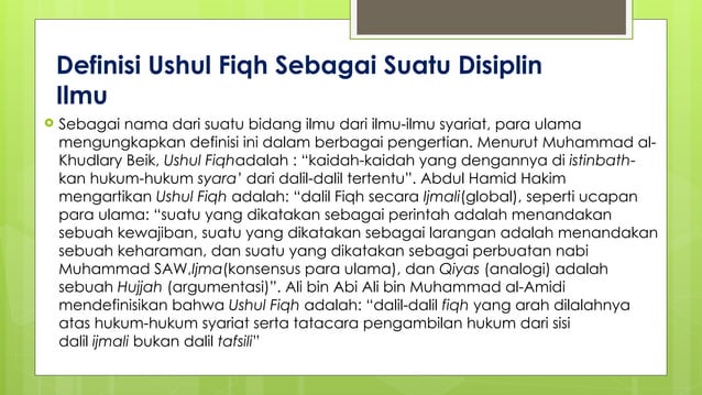 Penjelasan tentang pengertian konsep ushul fiqh | PPTX