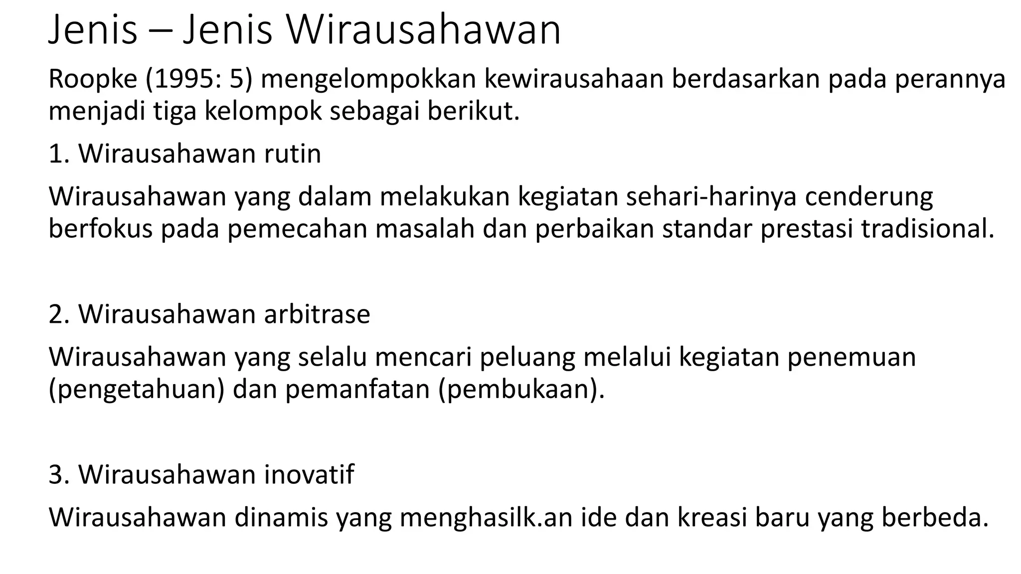 Jenis,fungsi dan Peran Wirausahawan | PPTX
