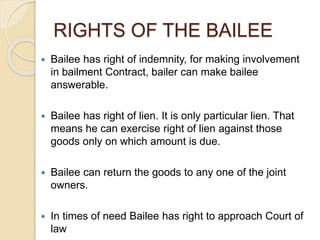 DUTIES AND RIGHT OF A BAILEE | PPTX