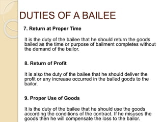 DUTIES AND RIGHT OF A BAILEE | PPTX
