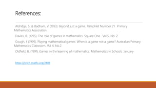 PPT learning maths through games | PPTX