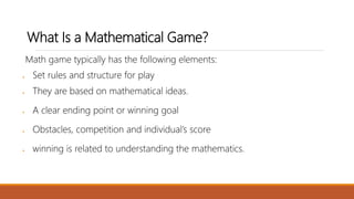 PPT learning maths through games | PPTX