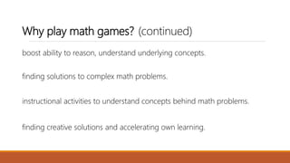 PPT learning maths through games | PPTX