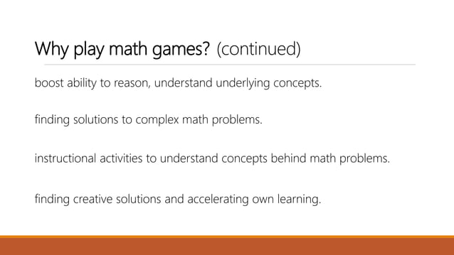 PPT learning maths through games | PPTX