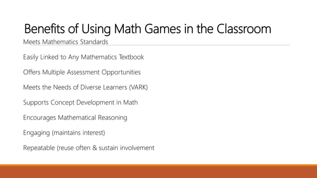 PPT learning maths through games | PPTX