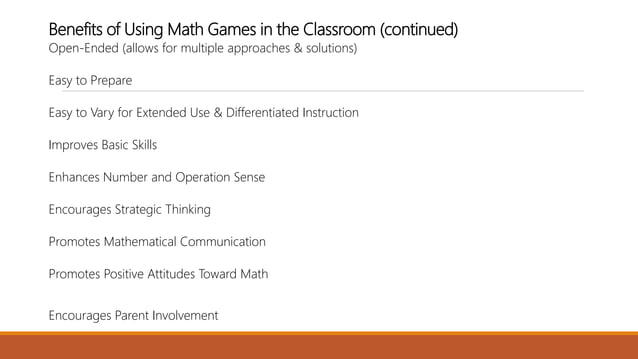 PPT learning maths through games | PPTX