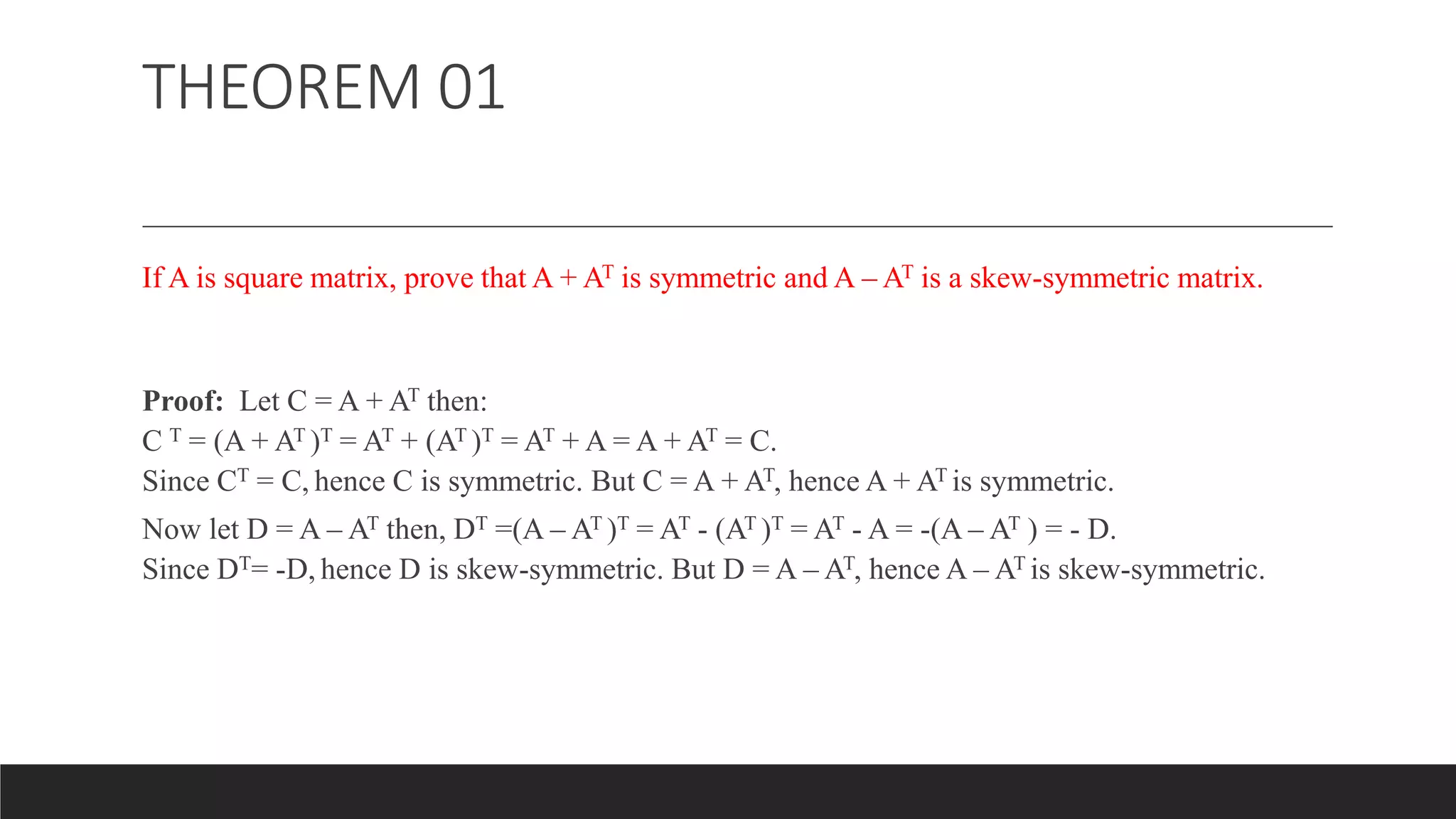 TYPES OF SPECIAL SQUARE MATRIX | PPTX