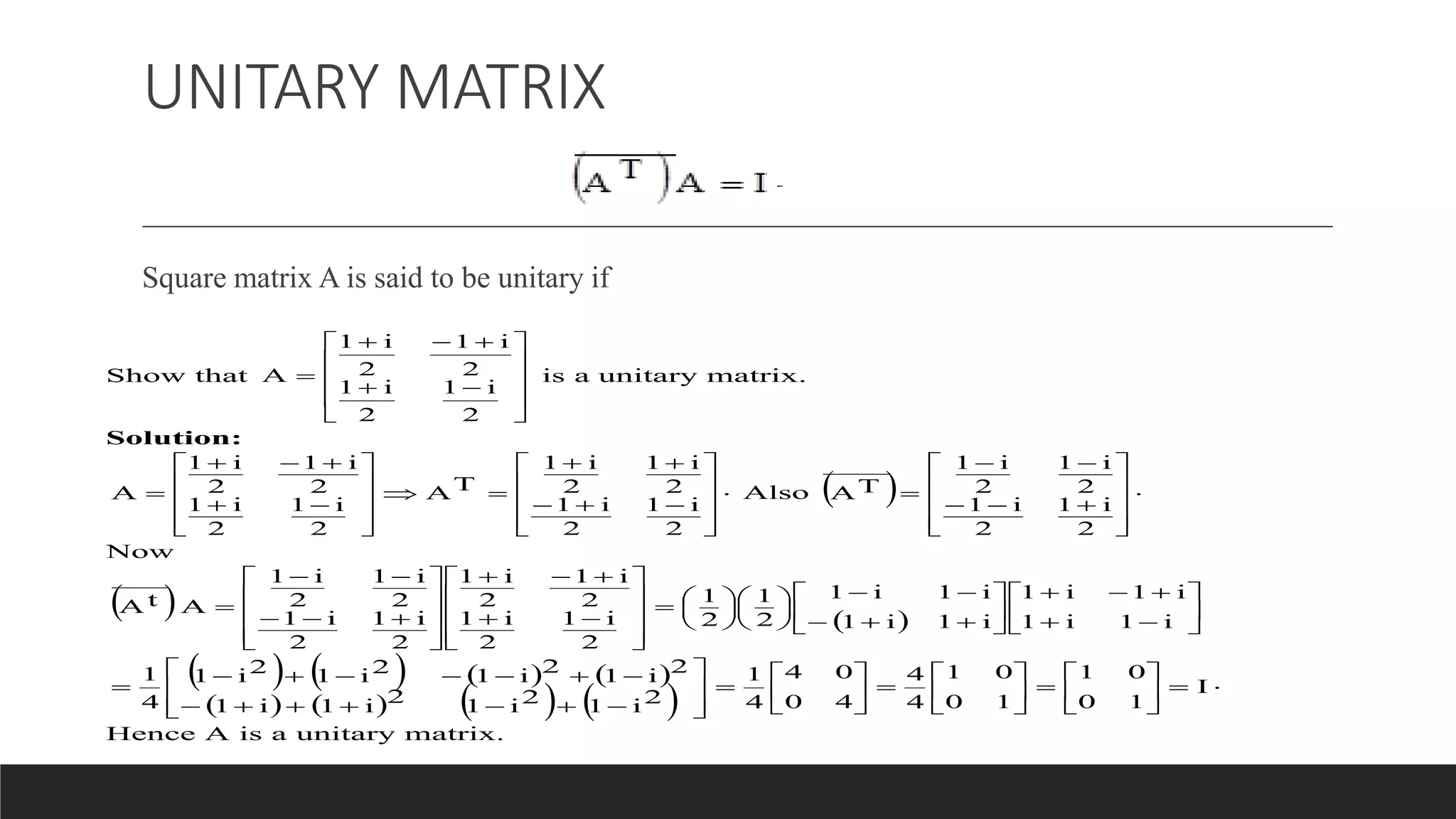 TYPES OF SPECIAL SQUARE MATRIX | PPTX