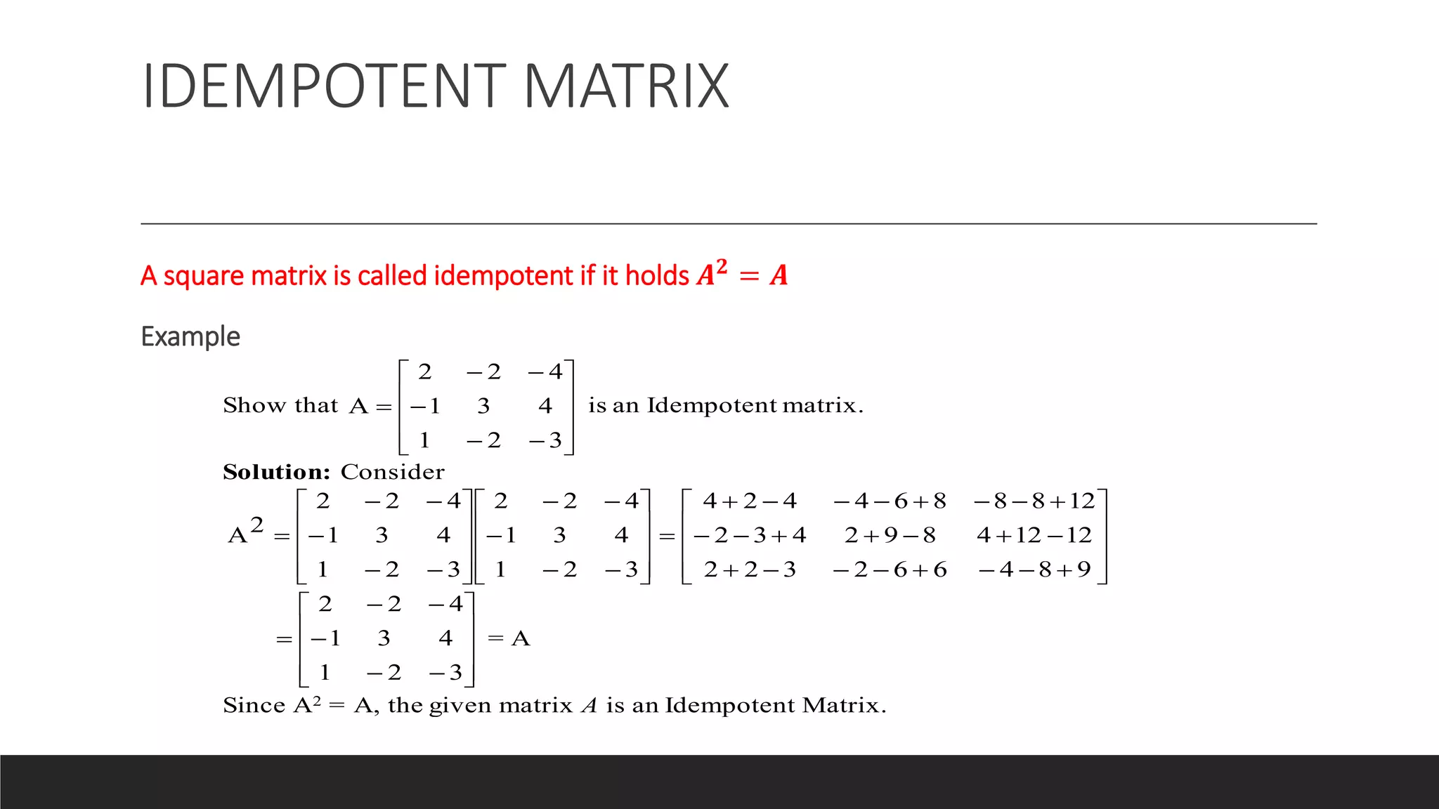 TYPES OF SPECIAL SQUARE MATRIX | PPTX