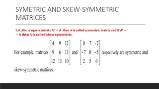 TYPES OF SPECIAL SQUARE MATRIX | PPTX