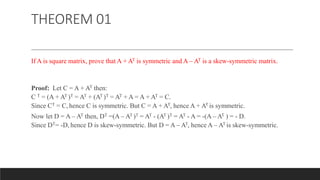TYPES OF SPECIAL SQUARE MATRIX | PPTX